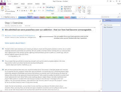 Workbooks in OneNote format for All 12 Steps in English